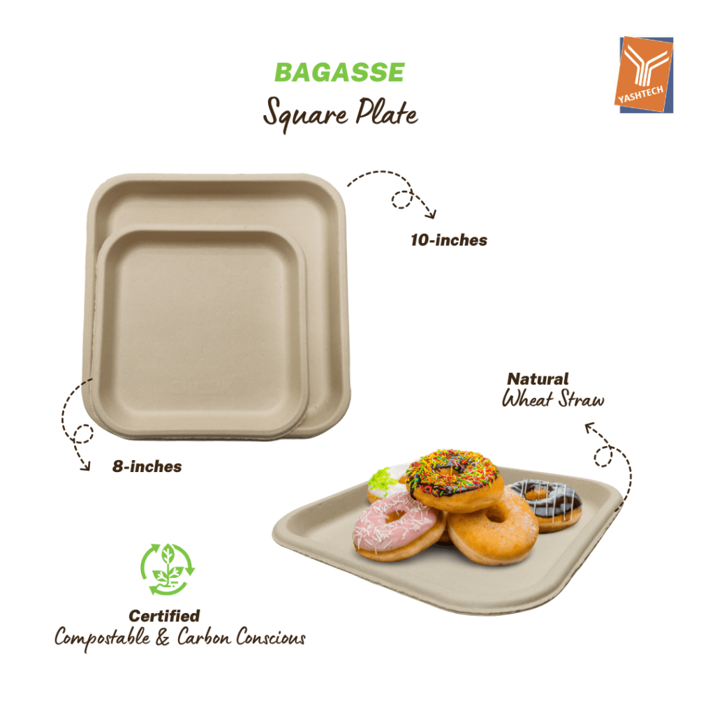 Square Bagasse Clamshell Container - Yashtech